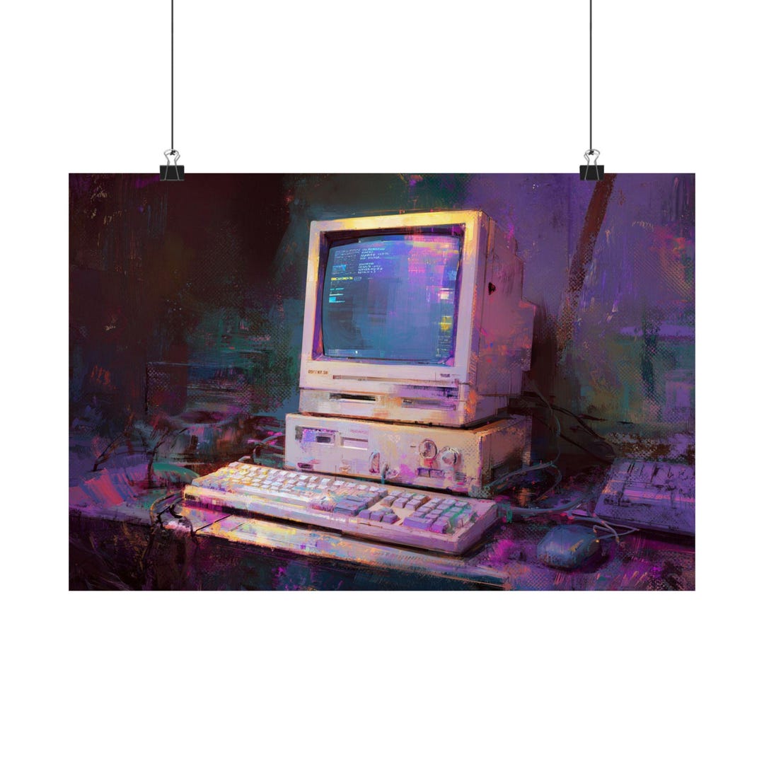 Techcore Y2K Hand Painted Fine Art Illustration - Early 2000s Nostalgia ...