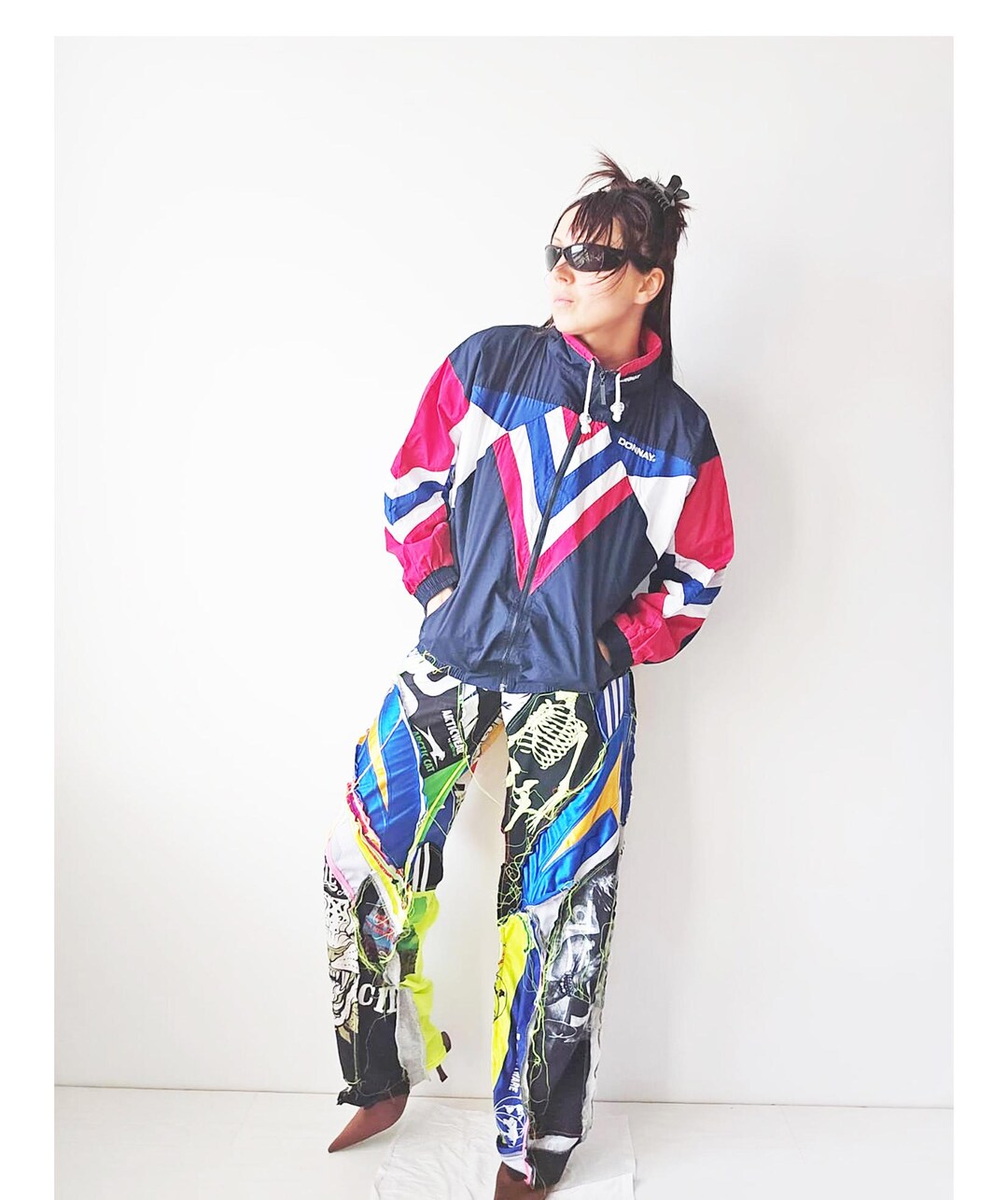 Vintage Donnay 90s Navy Colorblock Zip up Sports Windbreaker Jacket ...