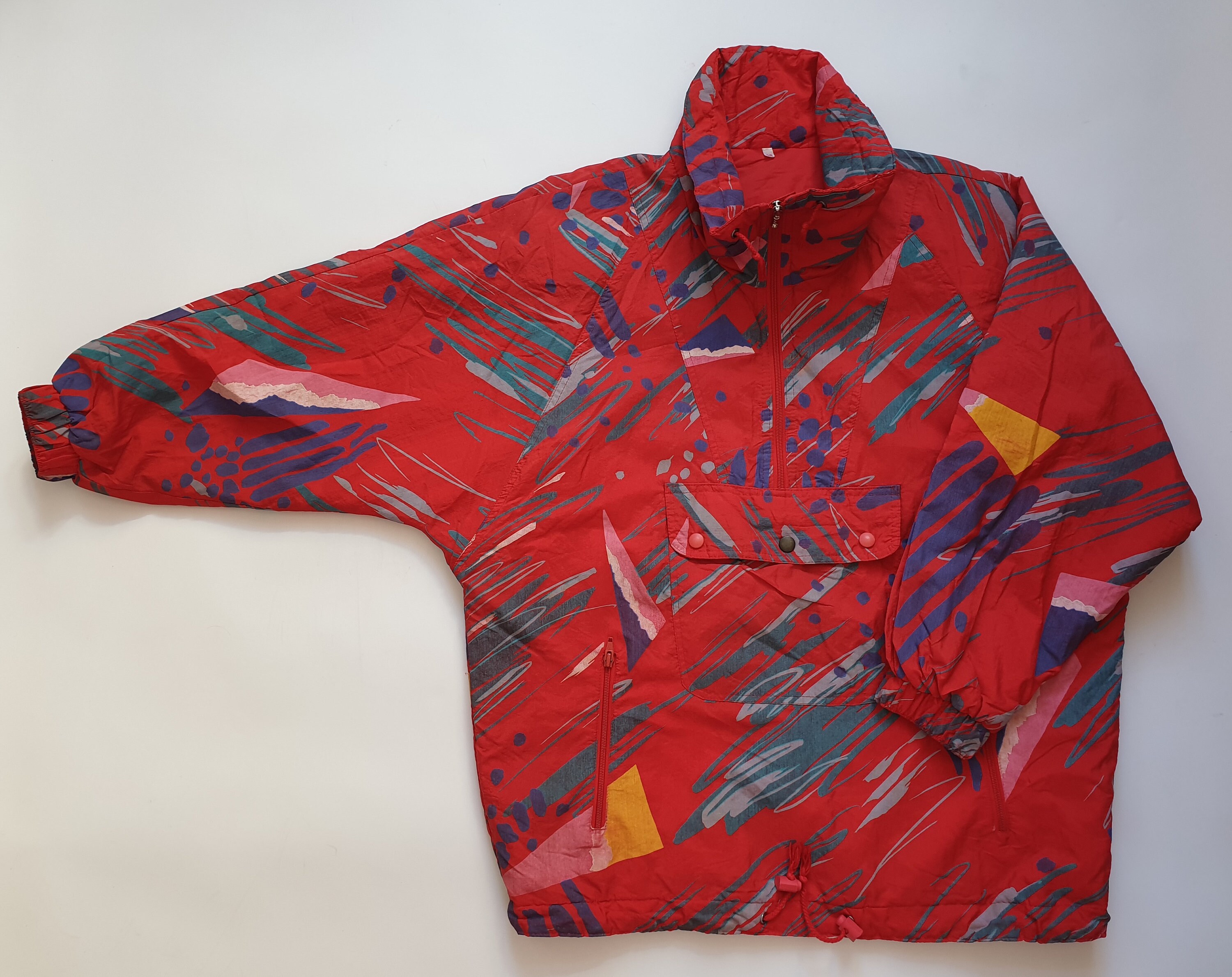 Vintage 1980's New Wave Ski Jacket, Abstract Print Puffer Jacket, 80s ...