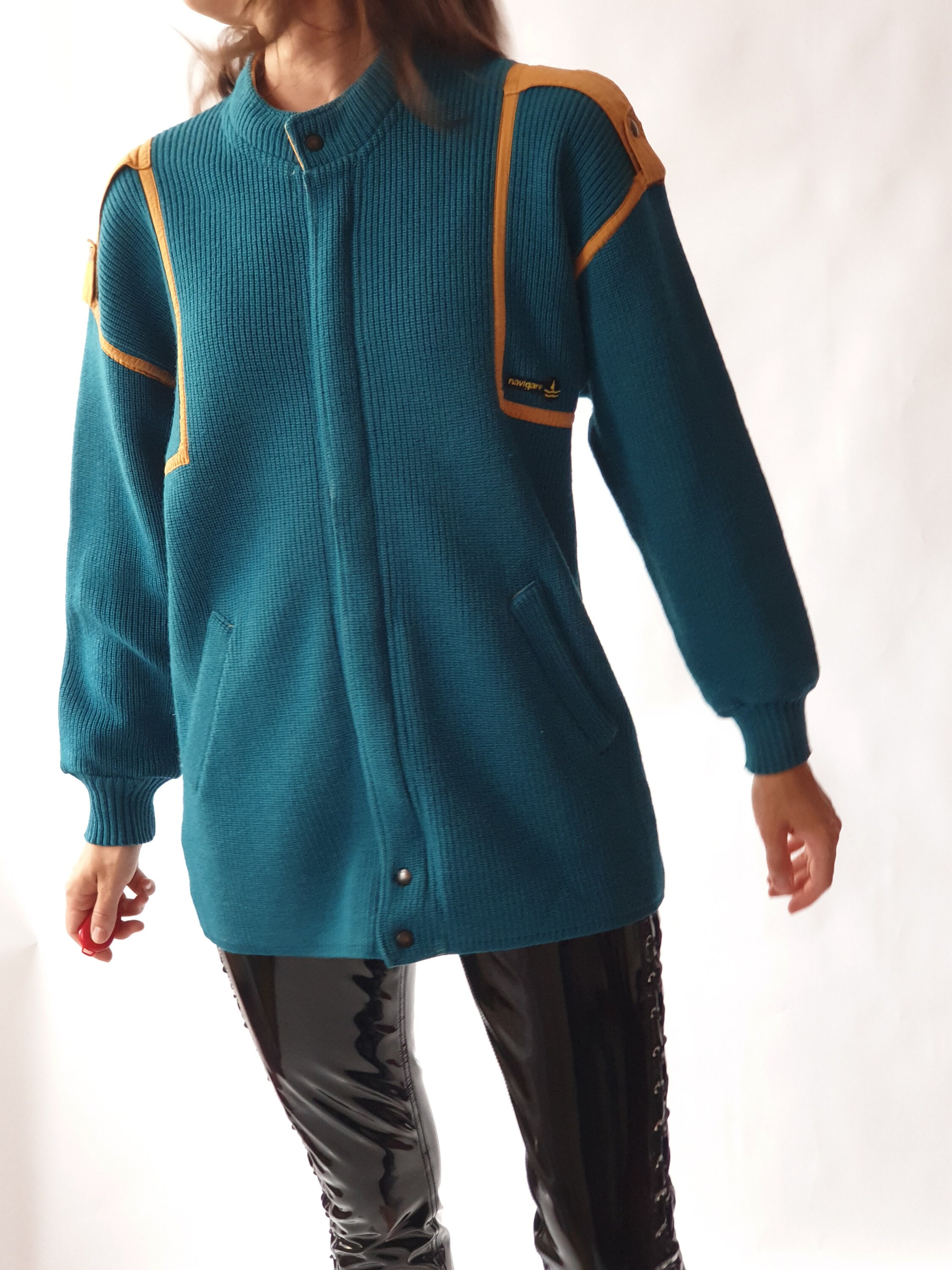 1970s Unisex Wool Jumper / Vintage 70s 80s Multicolor Pocketed Color ...