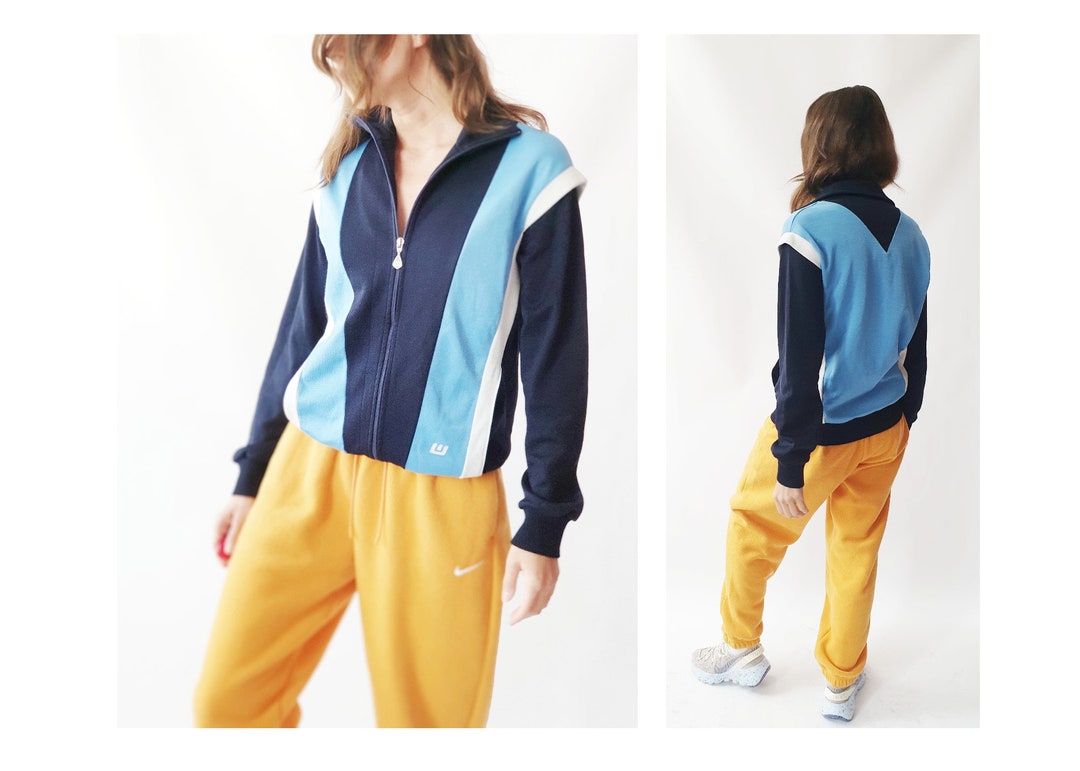 1970s Men's Track Jacket / Vintage 70s 80s Retro Multicolor Color Block ...