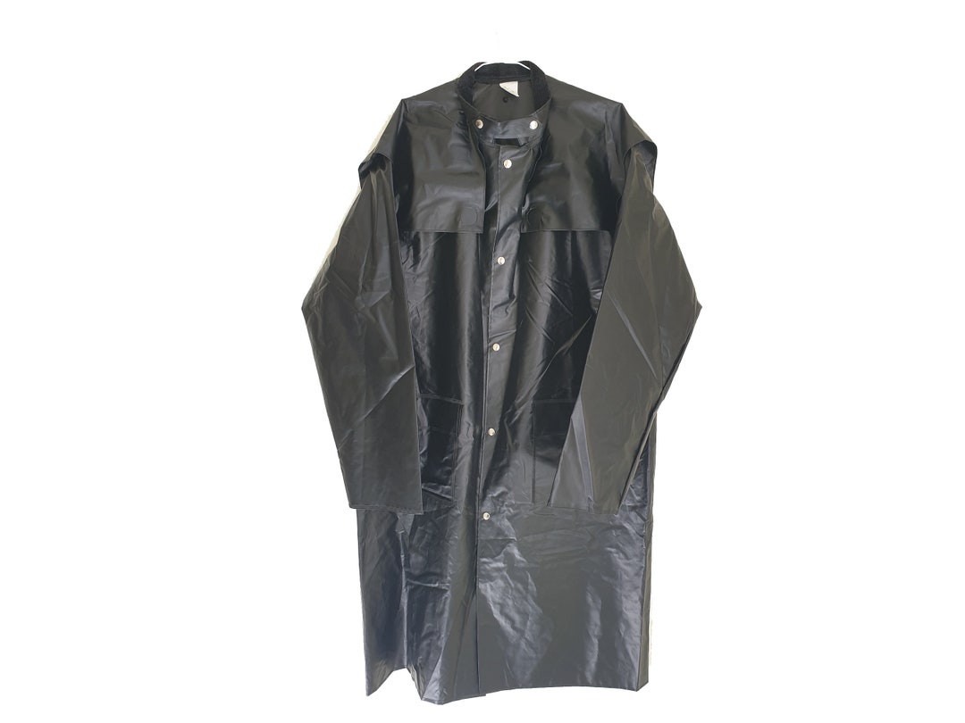 Vintage Black PVC Raincoat Mens M - Drover Fisherman Rain Jacket - Etsy UK