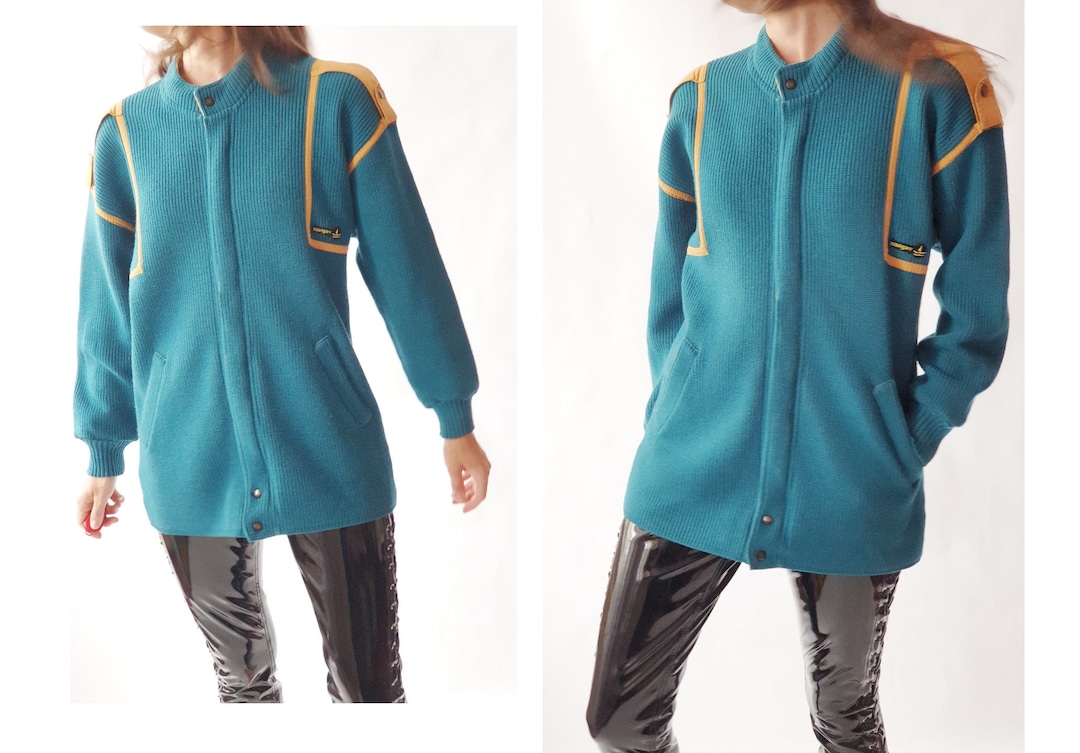 1970s Unisex Wool Jumper / Vintage 70s 80s Multicolor Pocketed Color ...