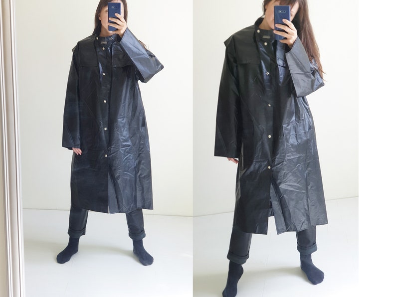 1980s 1990s Men's PVC Raincoat / Drover Fisherman, Country Side, Punk ...