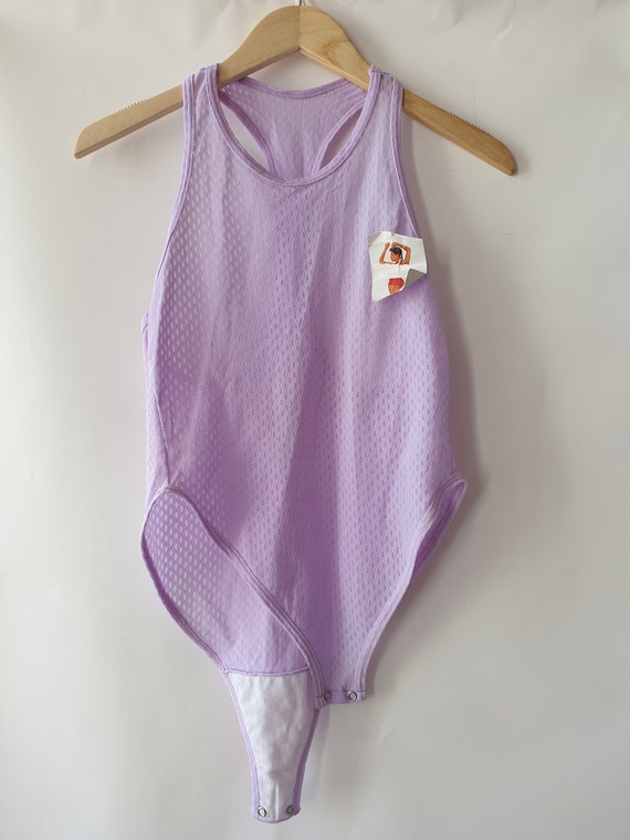 Deadstock 1980s lilac body / racerback bodysuit / Vin… - Gem