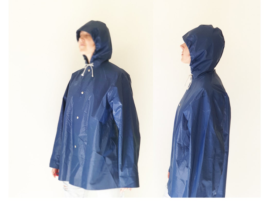 1970s - 1980s Vintage Raincoat, Hooded PVC Rain Jacket, Festival, 80s ...