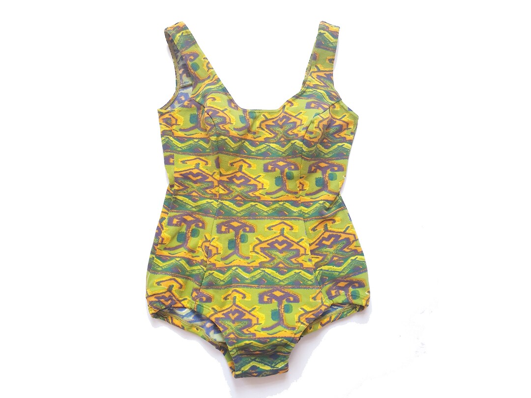 Vintage 1960s Aztec Swimsuit One Piece / Southwestern Tribal Print ...