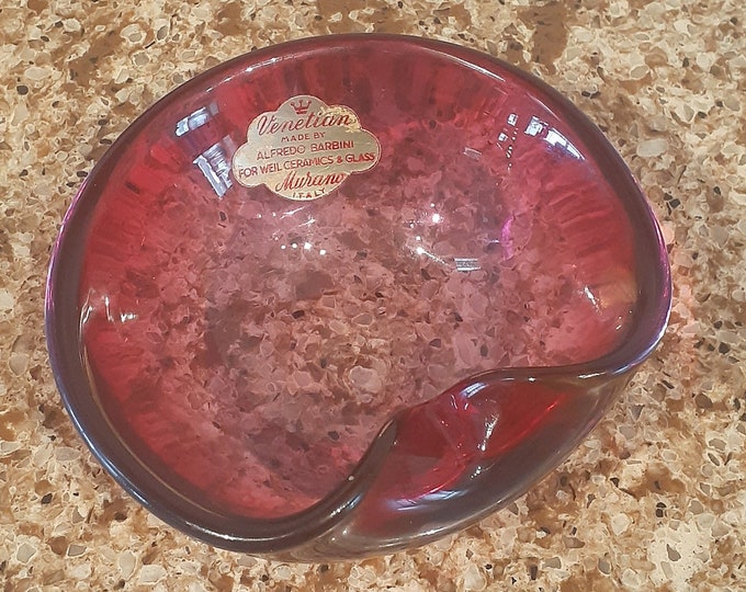 Vintage Alfredo Barbini for Weil Glass Cranberry Rose MURANO GLASS ...