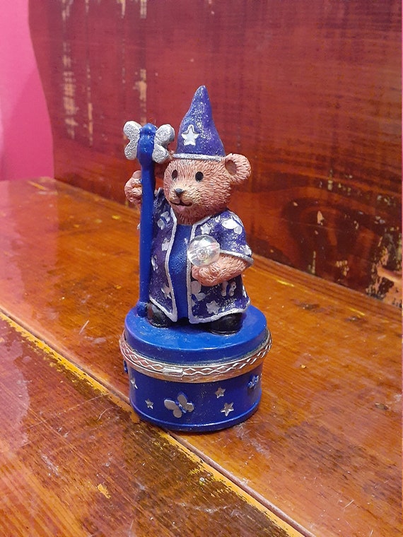 Vintage CLAIRE'S Teddy Bear WIZARD PILLBOX,1999 Clair… - Gem