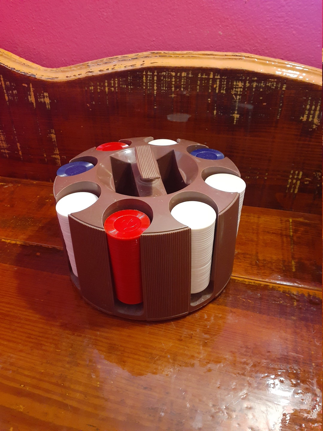 Vintage HOYLE Rotating POKER Chip Set,vintage Man Cave Gameroom Decor ...