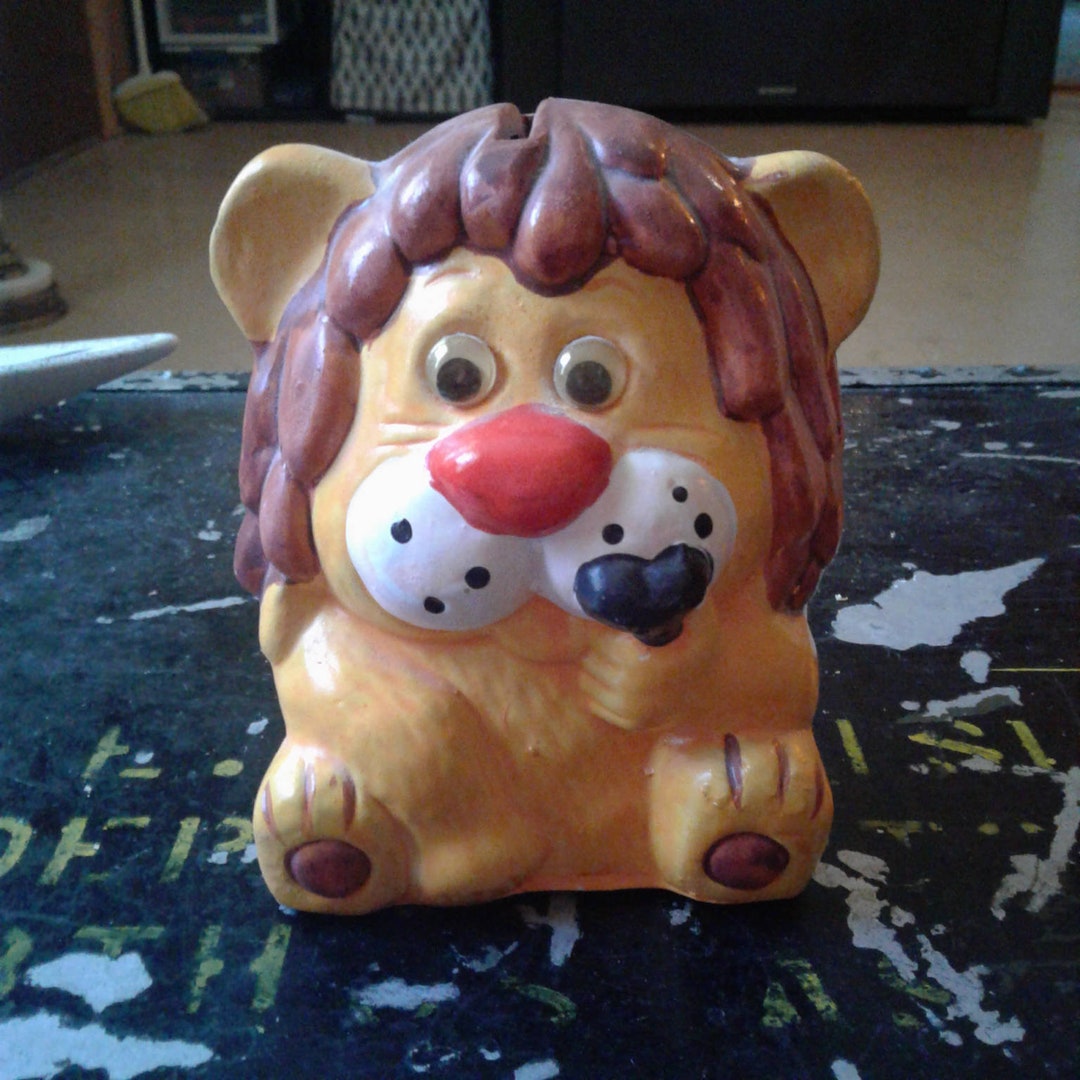 Vintage LEO the LION Piggy Coin BANK - Etsy