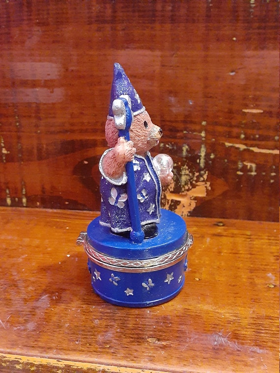 Vintage CLAIRE'S Teddy Bear WIZARD PILLBOX,1999 Clair… - Gem