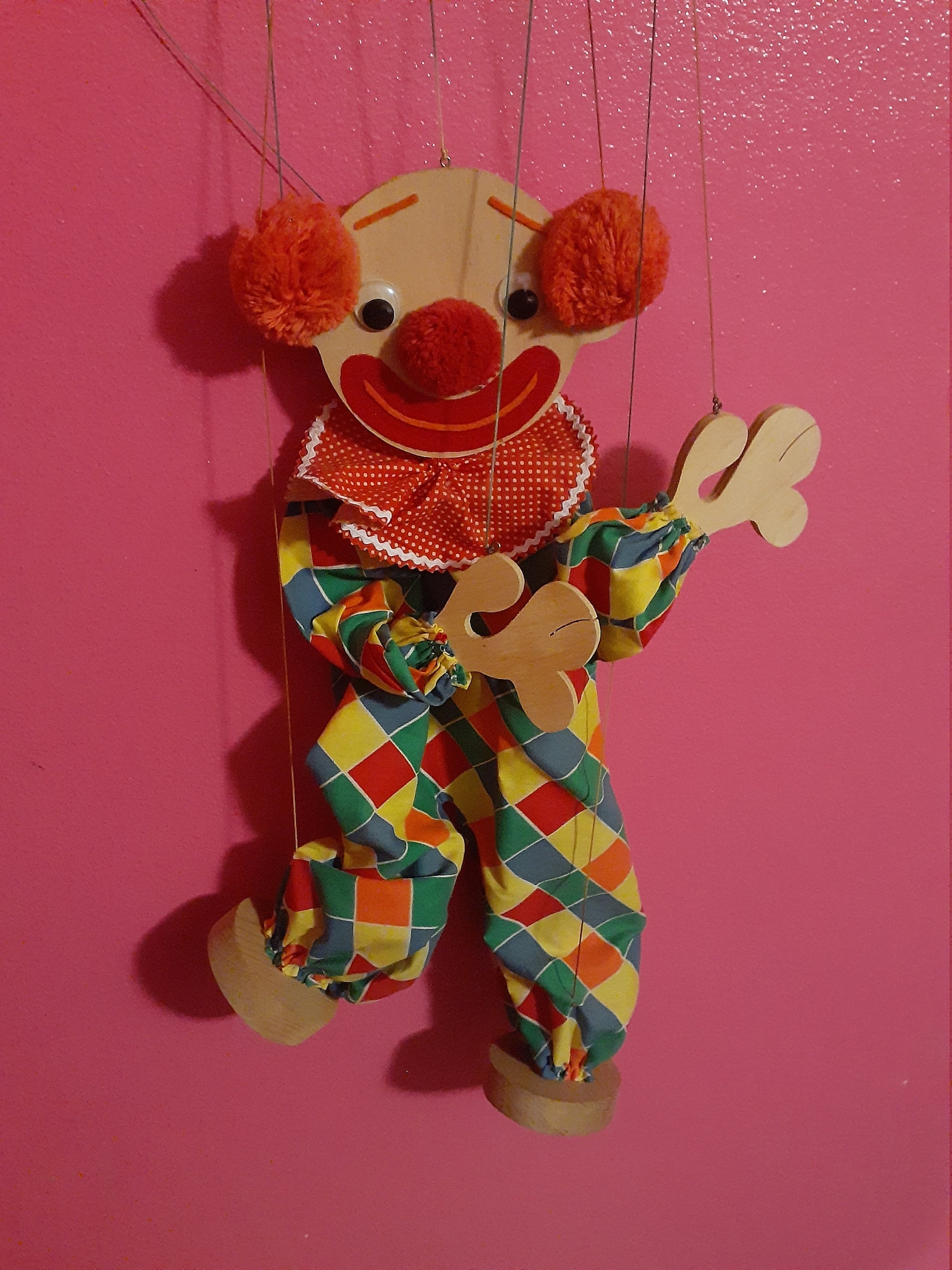 VINTAGE 1980's CLOWN MARIONETTE, String Pals Wooden Clown Puppet ...
