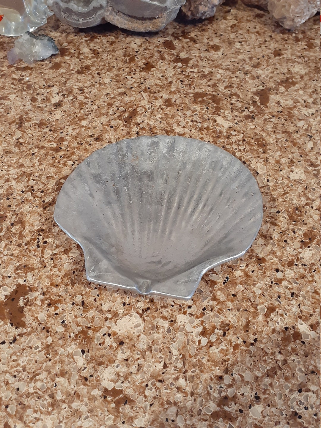 Vintage 1960's SEASHELL CLAMSHELL Pewter ASHTRAY Made by Wilton ...