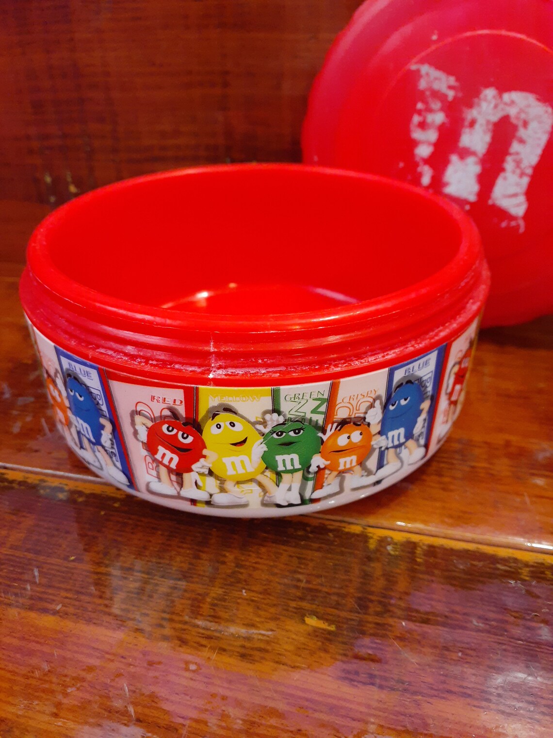 Vintage Plastic Red M&M STORAGE CONTAINER BOWL Made by A. | Etsy