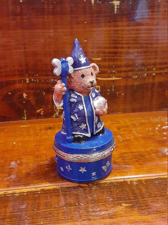 Vintage CLAIRE'S Teddy Bear WIZARD PILLBOX,1999 Clair… - Gem