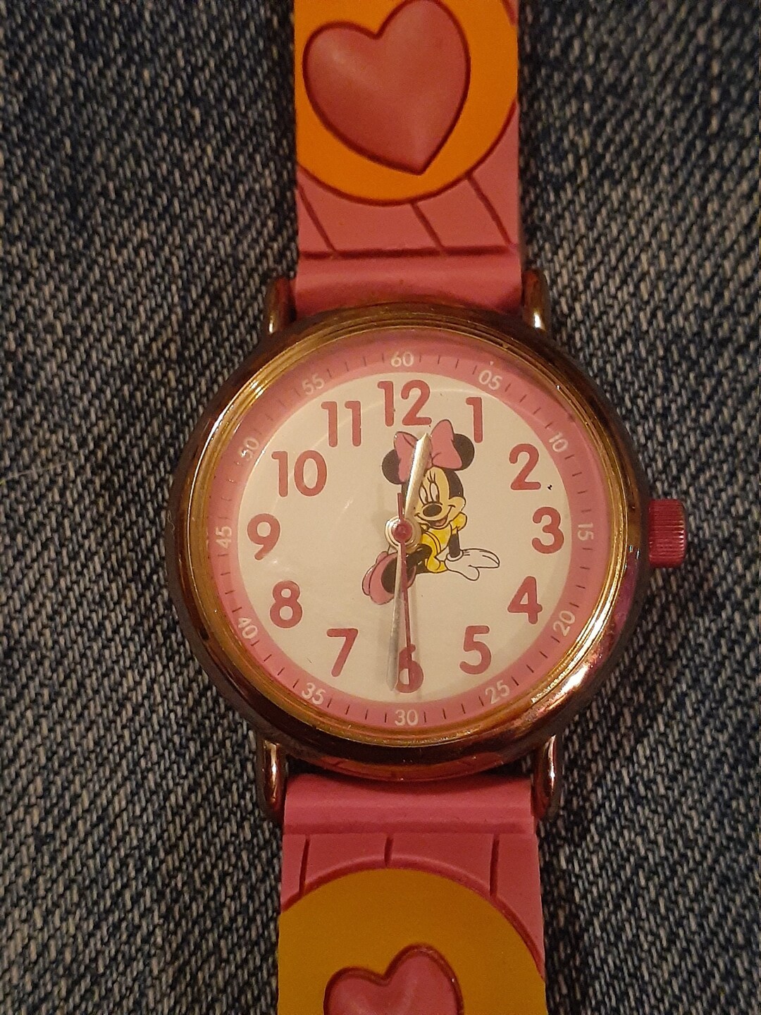 Vintage Disney Company MINNIE MOUSE Mu0556 S I I Rubber Wristband Watch ...