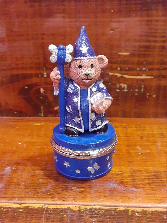Vintage CLAIRE'S Teddy Bear WIZARD PILLBOX,1999 Clair… - Gem