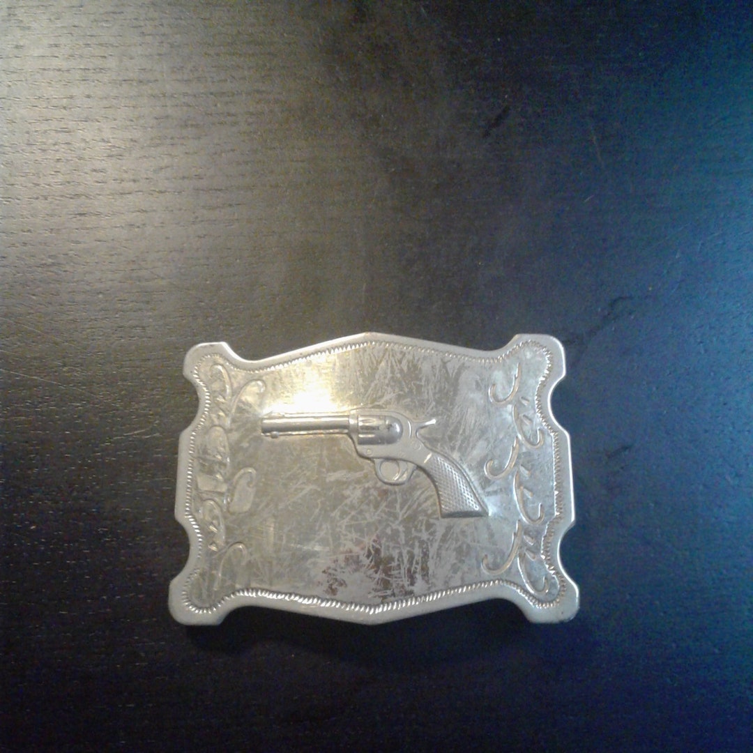Vintage Silvertone REVOLVER Gun BELT BUCKLE Western Wear Accessories ...