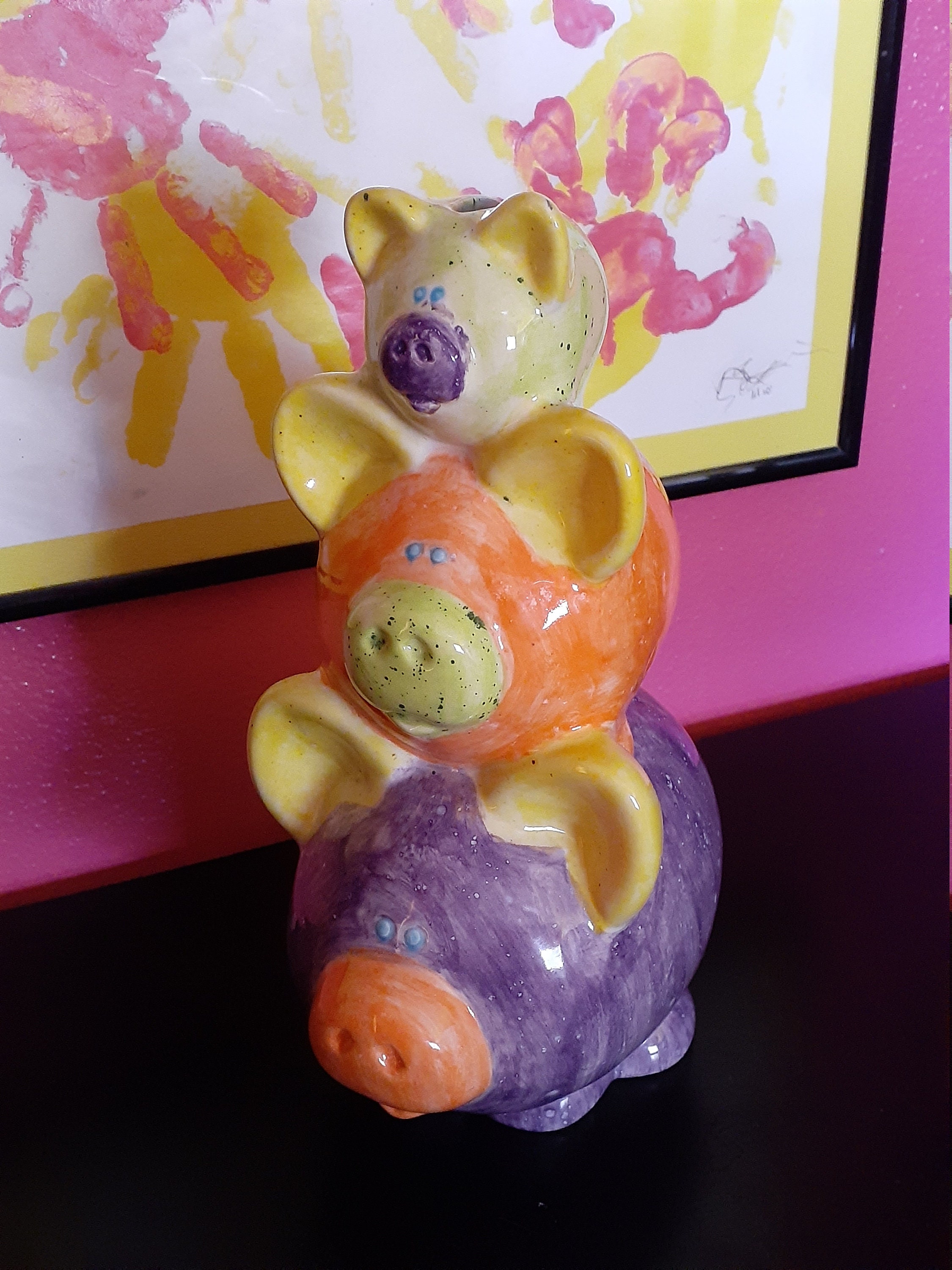 Vintage THREE Little Pigs PIGGY BANK Triple Piggy Coin Bank - Etsy