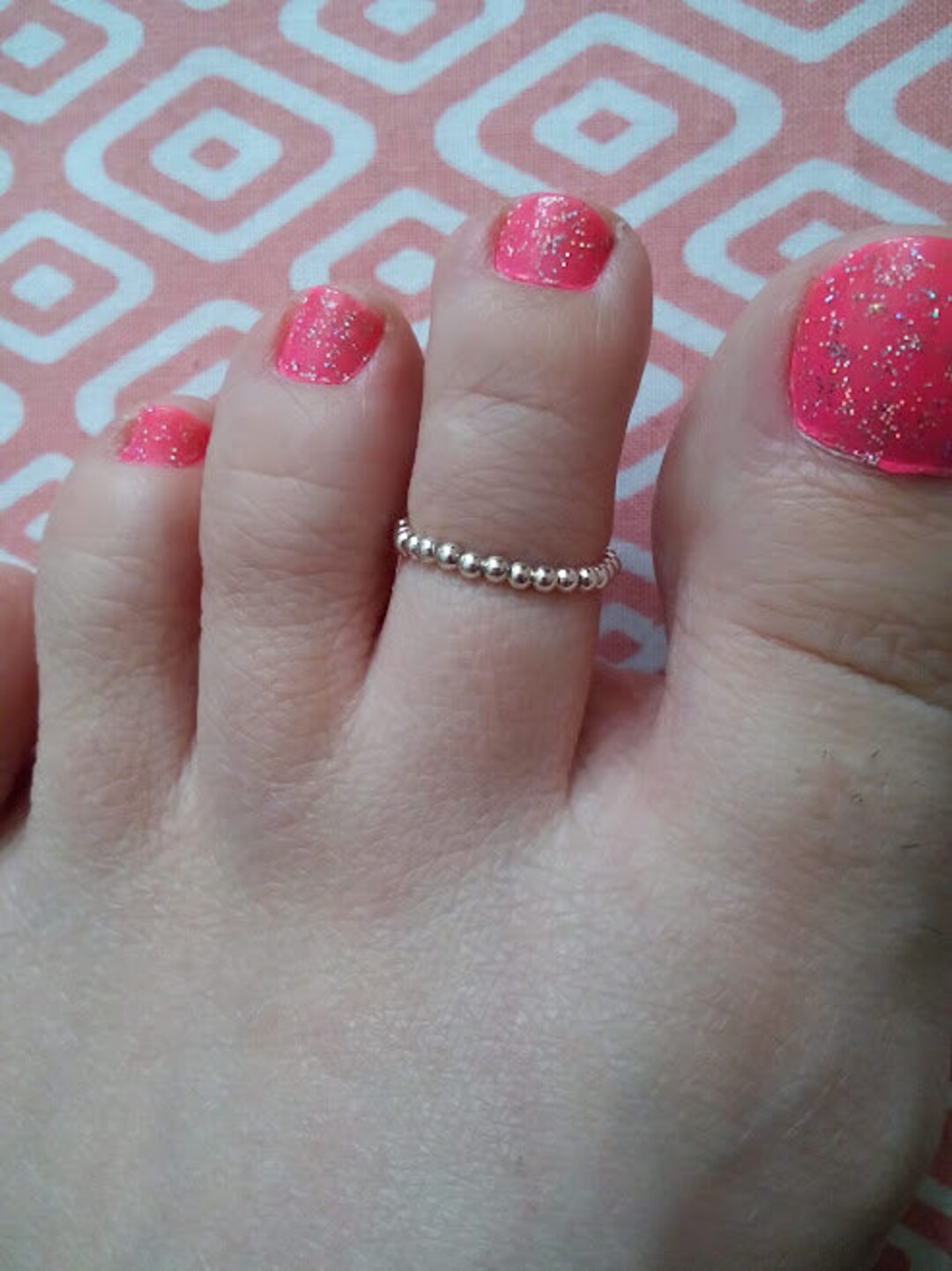 Stunning Tiny Silver Tone Bead Stretch Toe Ring Summer Beach - Etsy