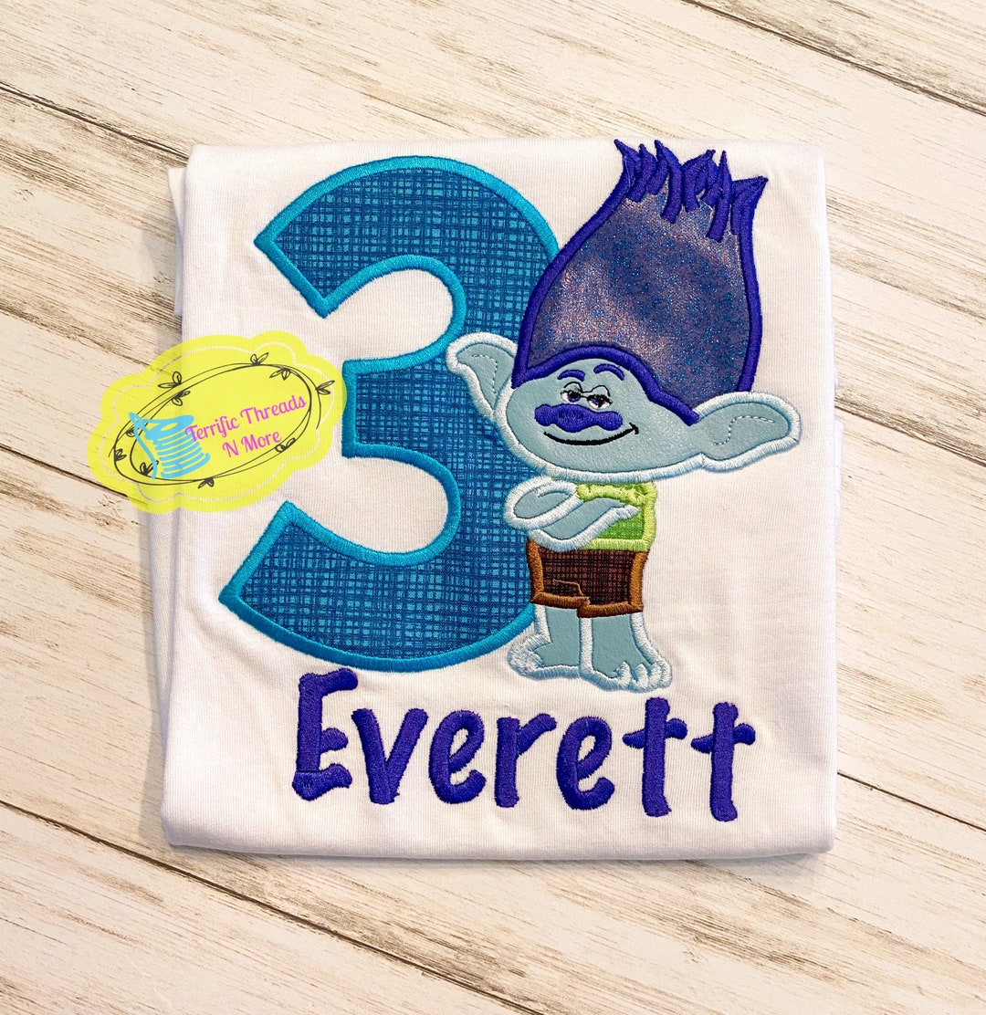 Trolls Branch Birthday Shirt, Branch Troll Birthday Shirt for Girls ...