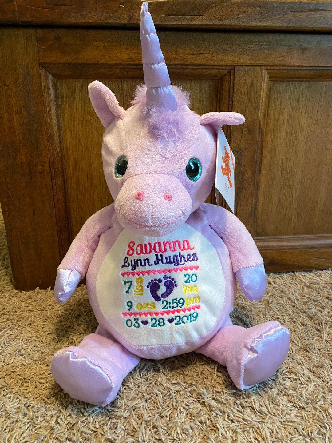 Customized Unicorn Embroidery Buddy/birth Announcement Unicorn ...