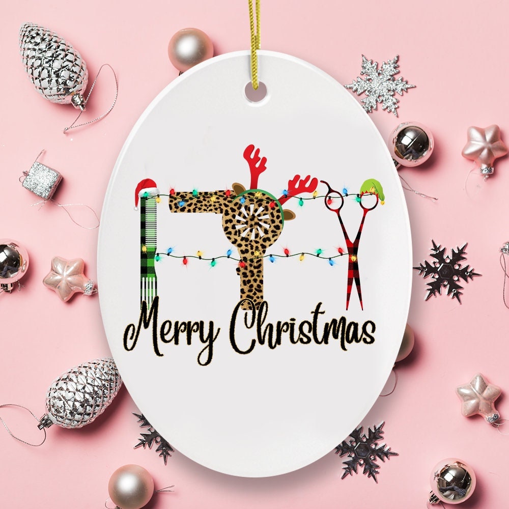 Hairdresser Plaid Merry Christmas Ceramic Ornament sold by ChaZhan ...