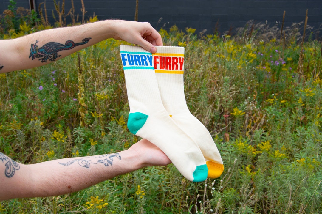 Furry Socks Cotton/nylon Blend Crew Socks Furry Fandom Socks, Funny ...