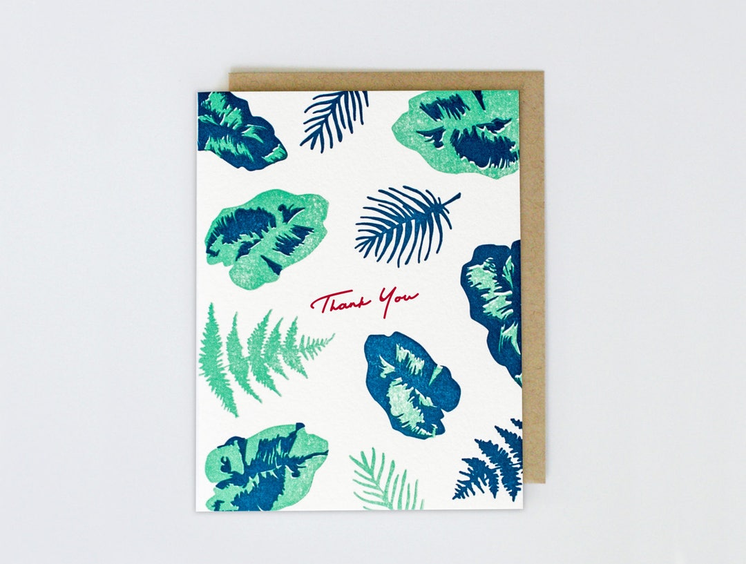 Tropical Thank You Card // Kinship Letterpress // #TY04 - Etsy
