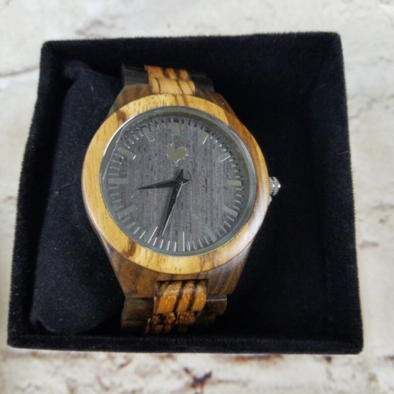 Buckeye Rooster Wood Watch - the White Rooster - All Wood Watch - Wrist ...