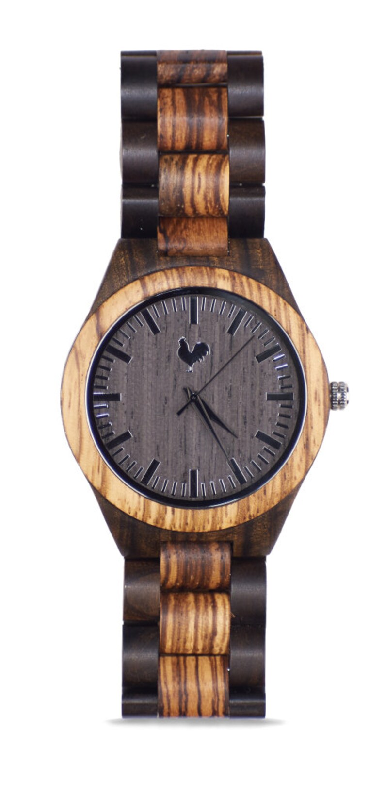 Buckeye Rooster Wood Watch - the White Rooster - All Wood Watch - Wrist ...