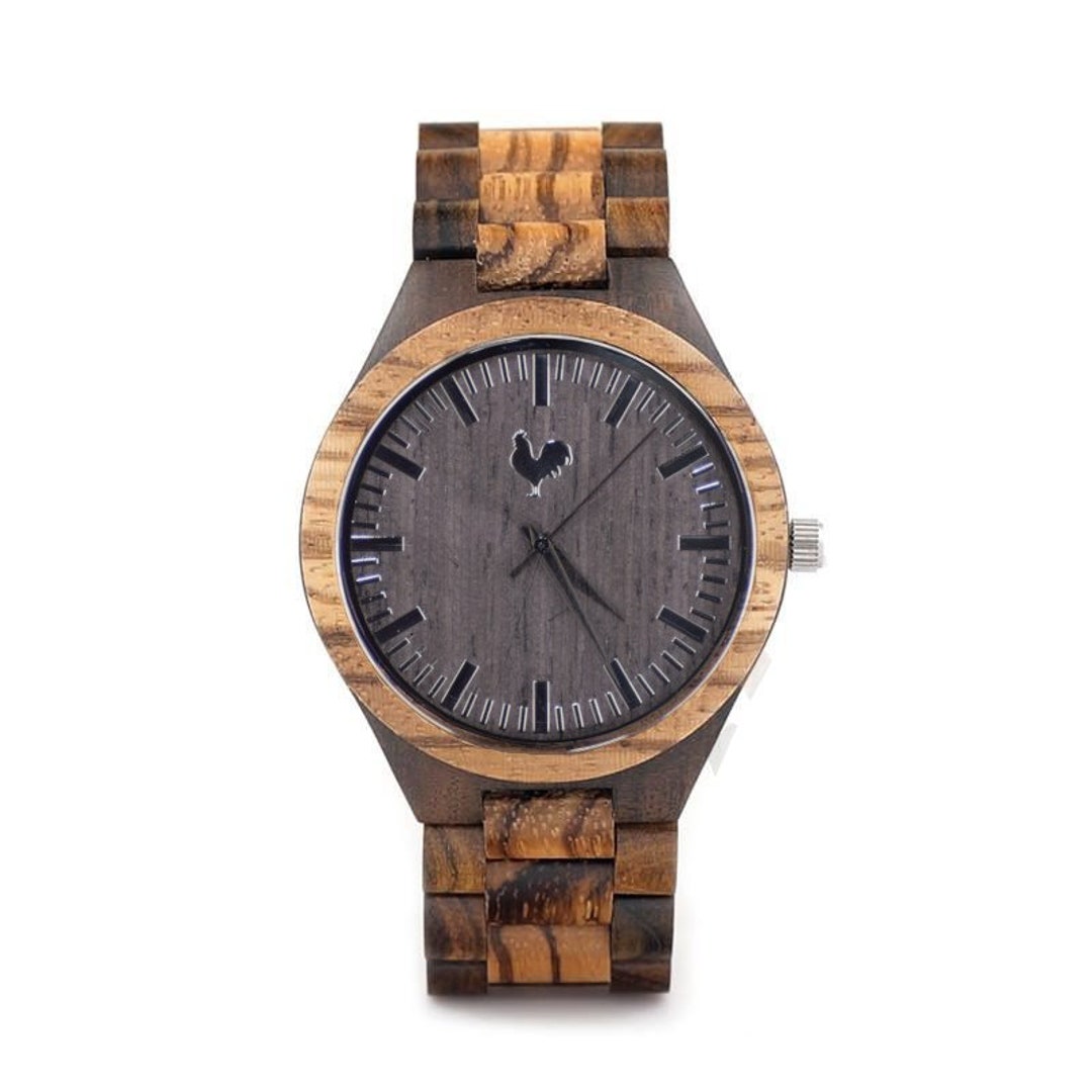 Buckeye Rooster Wood Watch - the White Rooster - All Wood Watch - Wrist ...