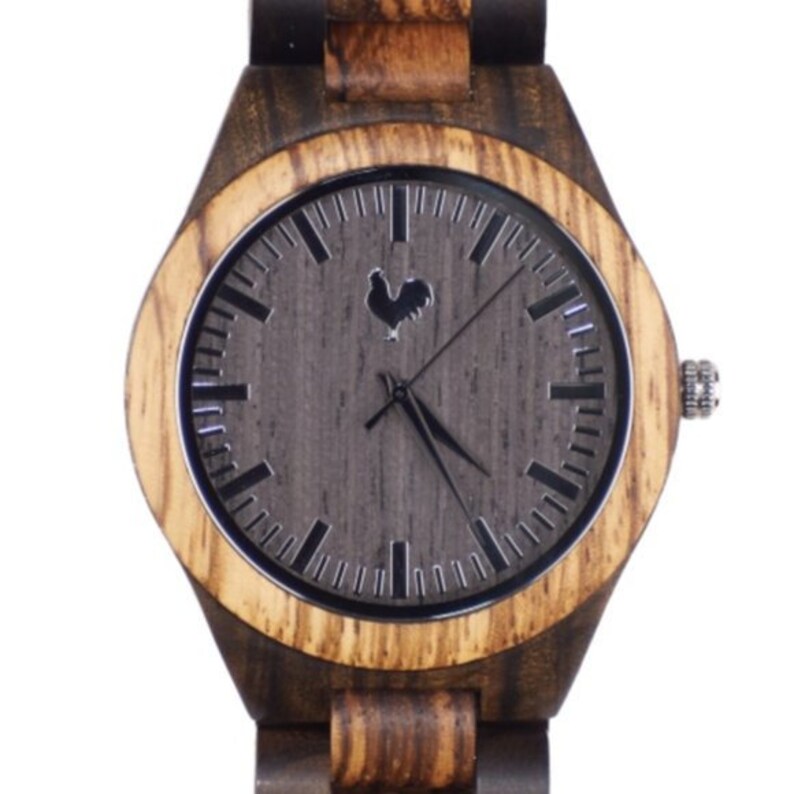 Buckeye Rooster Wood Watch - the White Rooster - All Wood Watch - Wrist ...