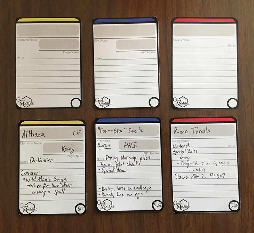 RPG Initiative Tracking Cards - Etsy