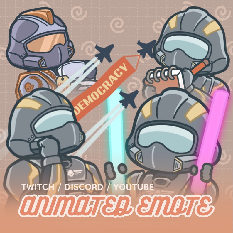 Emote animado Helldivers versión 2: Emote de Twitch, Discord y YouTube ...