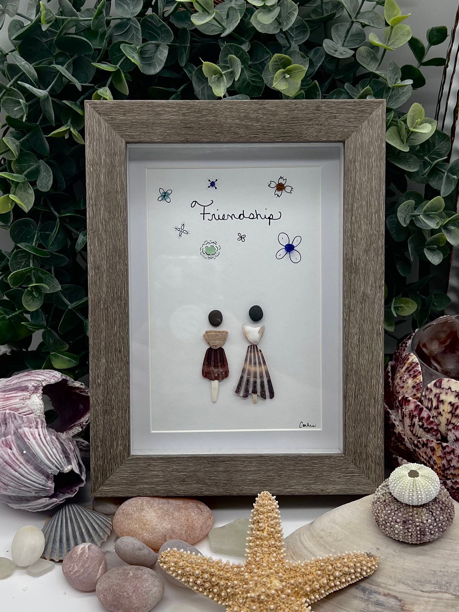 Friends Forever Shellage Shell Art Collage Pebble Art - Etsy