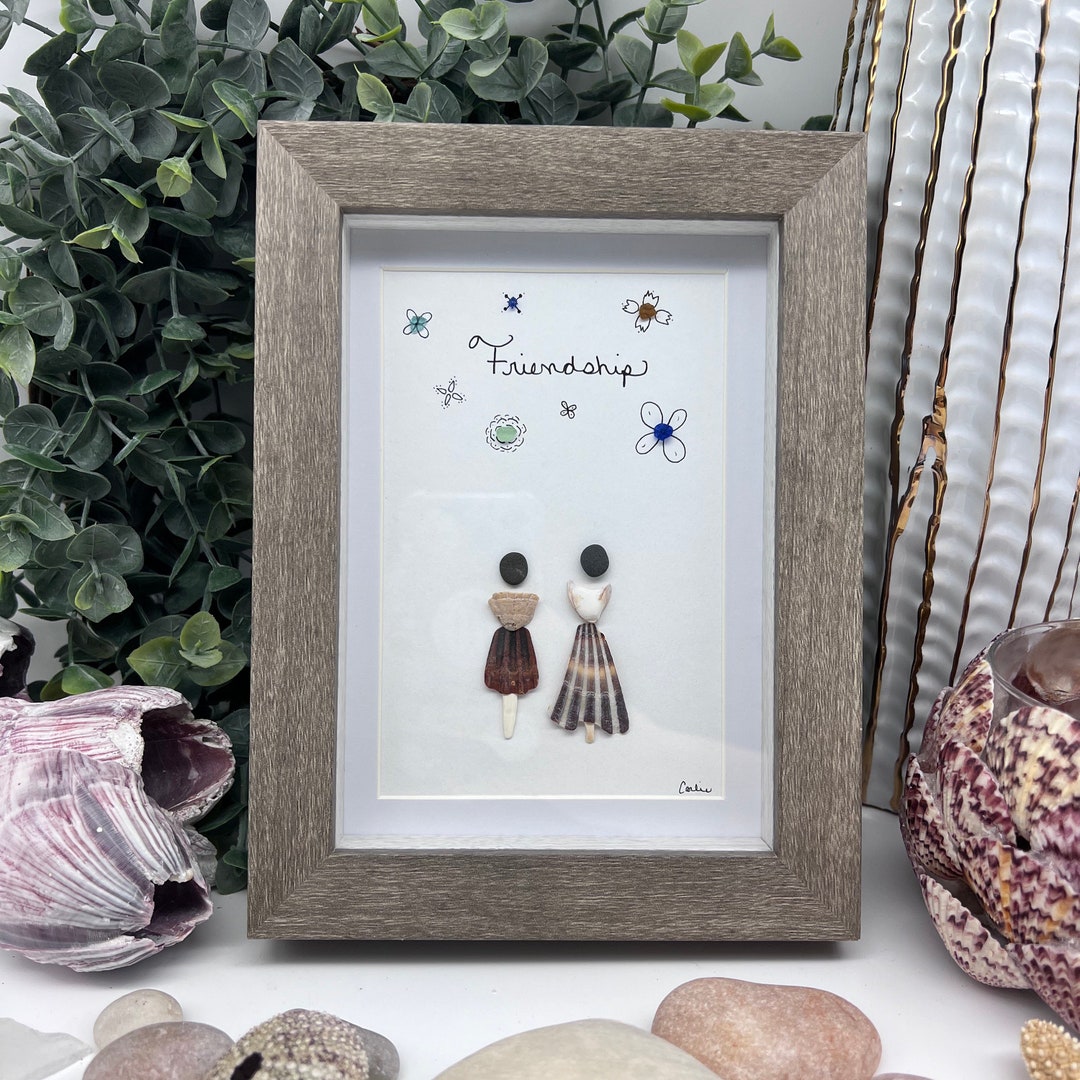 Friends Forever Shell Art – Sister, Aunt Gift, Pebble Collage - Etsy