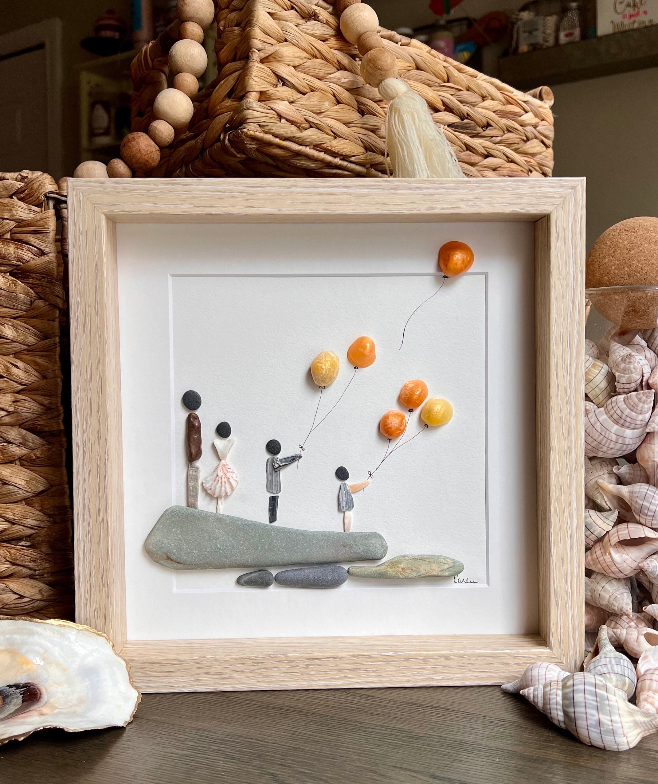 Making Memories Shell Collage, Shell Family at Beach, Balloons, Ocean ...