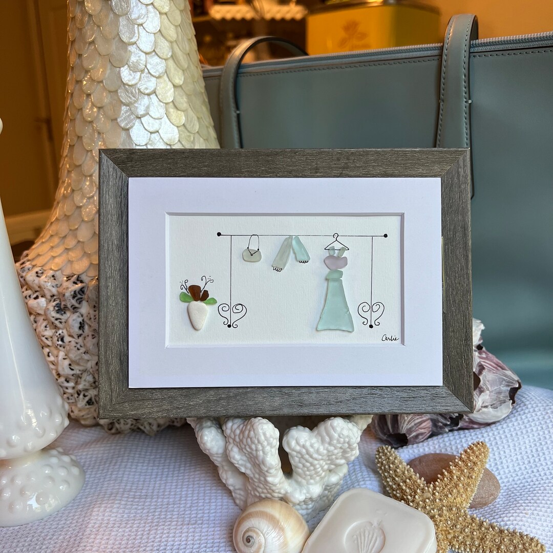 Sea Glass Collage Art – Wedding Dress, Bridesmaid Gift - Etsy