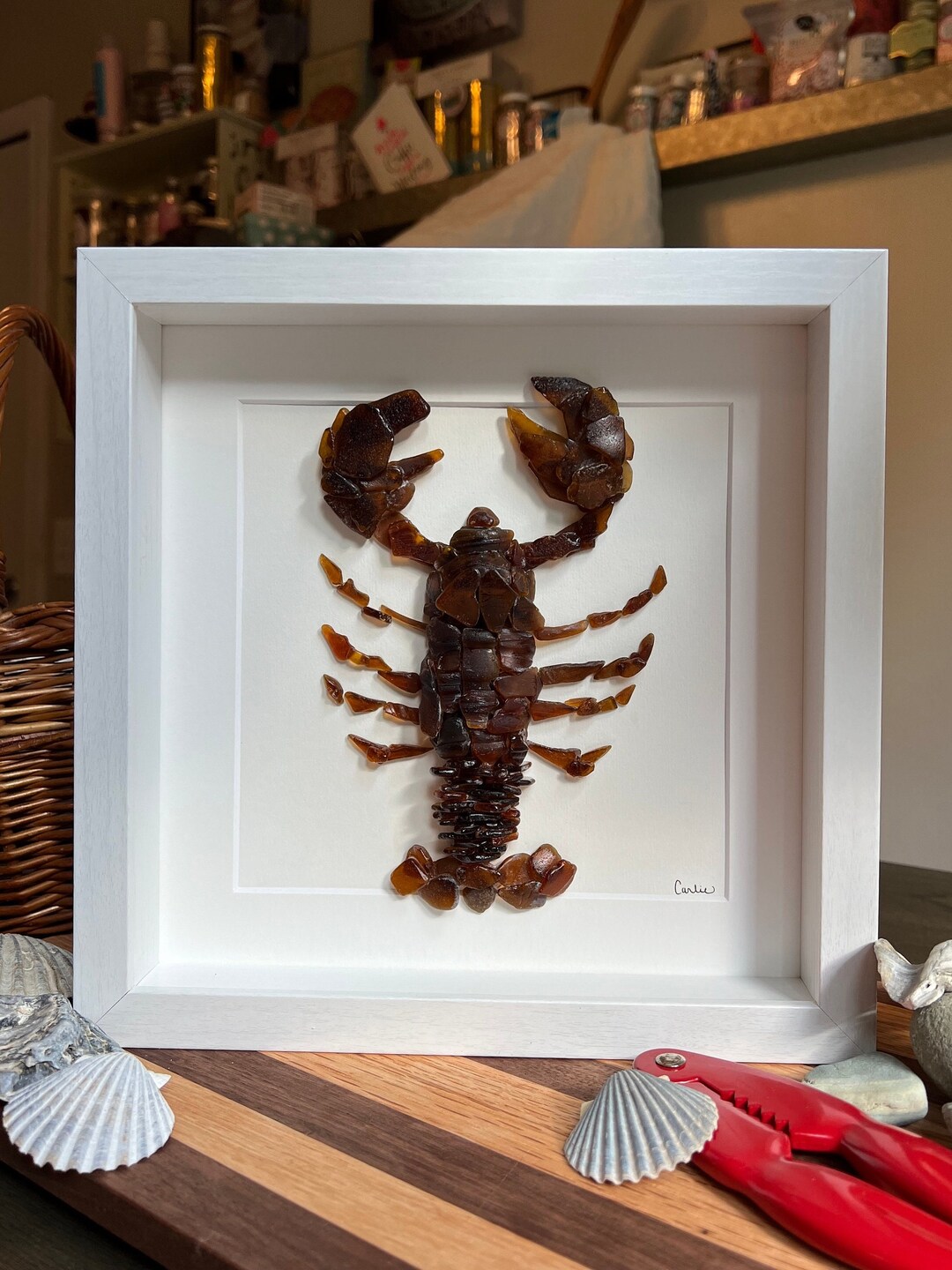 Lobstah Shellfish Collage, Lobster, Sea Glass, Beach Glass, Claws ...