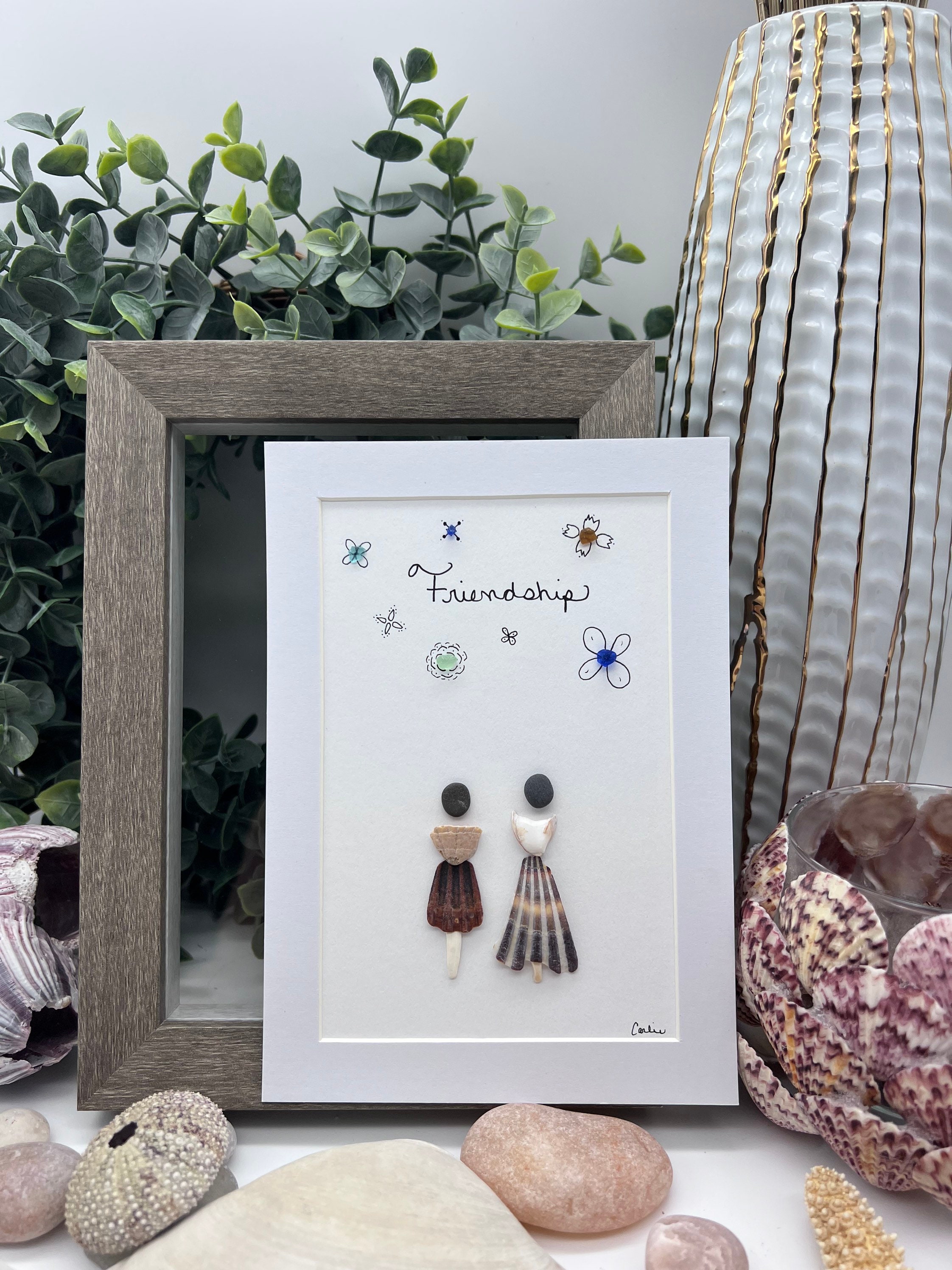 Friends Forever Shellage Shell Art Collage Pebble Art - Etsy