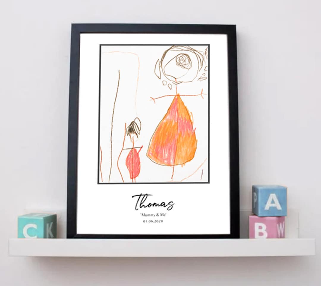 Kids Art Display Print, Personalised A3 Print of Childrens' Drawing ...