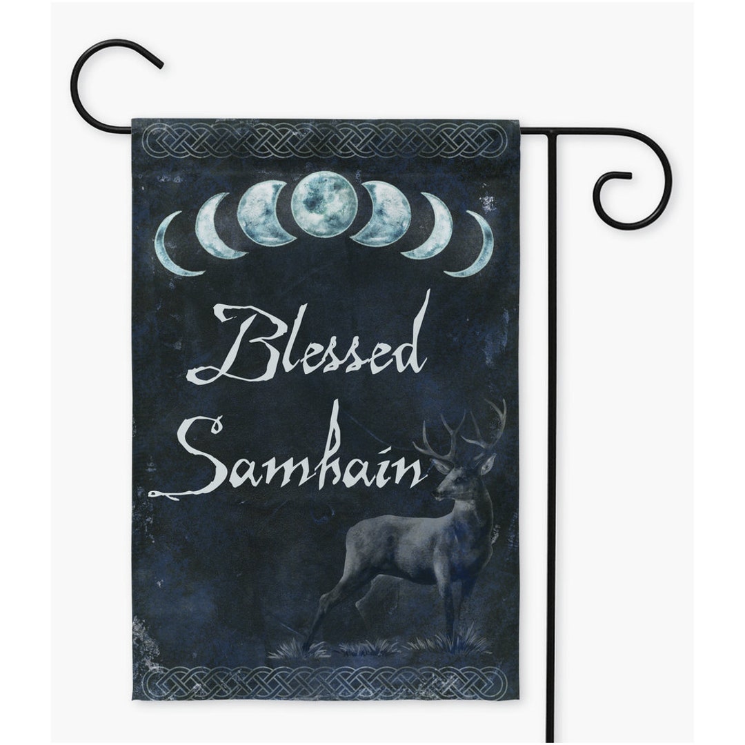 Samhain Yard Flag, Halloween Lawn Garden Flag, Halloween Decor, Blessed ...