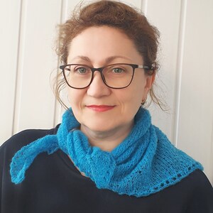 Small Triangle Scarf, Mohair Mini Shawl Turquoise, Blue Triangle Head ...