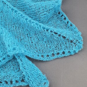 Mohair Mini Shawl Turquoise, Triangle Scarf, Hand Knitted Kerchief ...