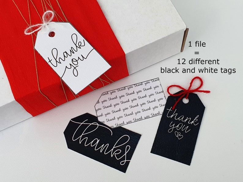 Printable Gift Tags. Thank You Tag. Black and White Favor Tags - Etsy