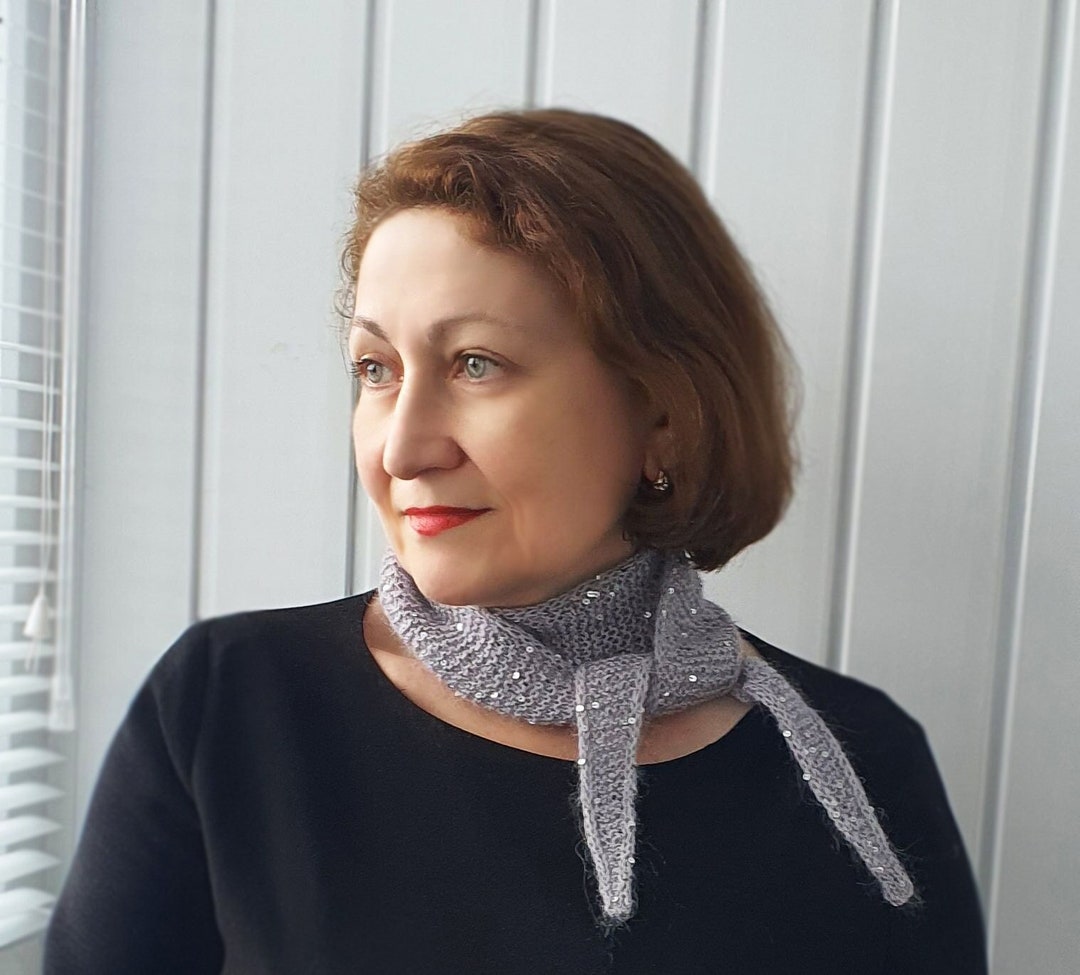 Sequin Scarf, Sparkling Gray Metallic Glitter Scarf, Glamour Scarf ...