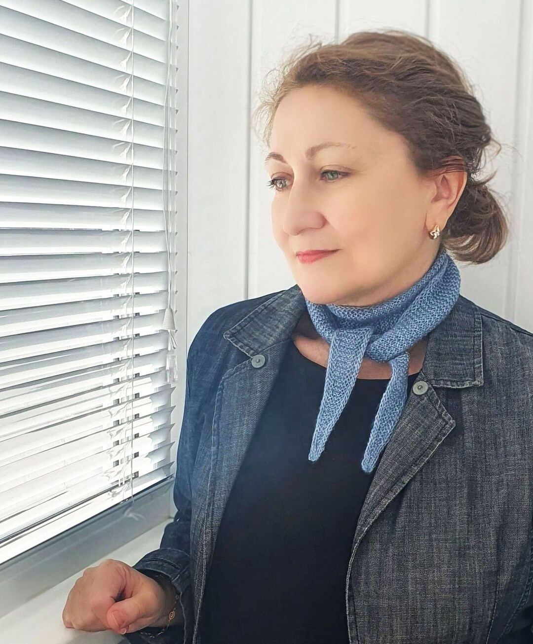 Silk Sophie Scarf, Mini Scarf, Small Neck Scarf Kerchief, Blue Scarf ...