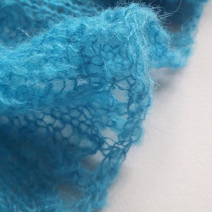 Mohair Mini Shawl Turquoise, Triangle Scarf, Hand Knitted Kerchief ...